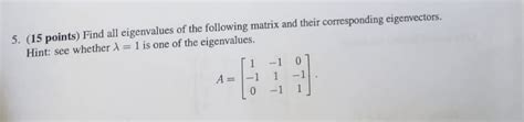 Solved Find All Eigenvalues Of The Following Matrix And