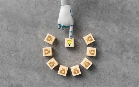 robot hand adding a cube with a lightbulb symbol in a circle of cubes