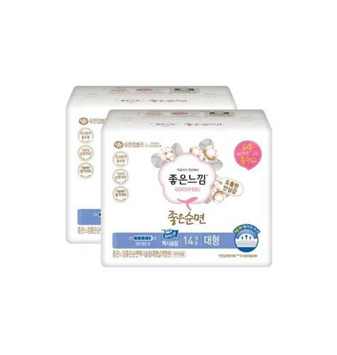 좋은느낌 생리대 순면 슬림 대형 14매개입 X 2팩날개형29cm 티몬