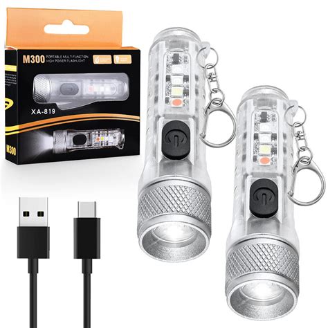 Led พวงกุญแจไฟฉายแบบพกพาทำงาน Type C Mini ไฟฉายชาร์จไฟฉายแม่เหล็กคำ