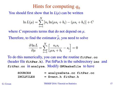 Tutorial On Statistics Trisep School 27 28 June 2016 Glen Cowan Ppt