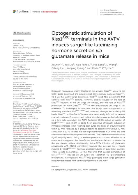 Pdf Optogenetic Stimulation Of Kiss1arc Terminals In The Avpv Induces