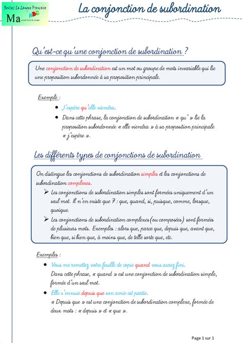 Ma 3 Lecon Conjonction Subordination