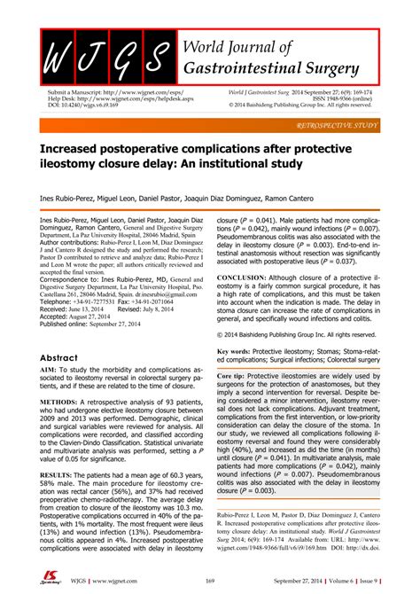 Pdf Increased Postoperative Complications After Protective Ileostomy Closure Delay An