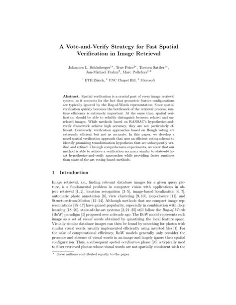 Pdf A Vote And Verify Strategy For Fast Spatial Verification In Image