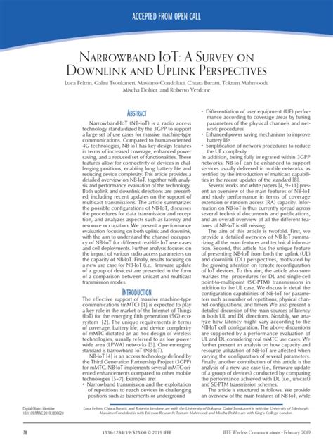 Narrowband Iot A Survey On Downlink And Uplink Perspectives Pdf Internet Of Things Lte