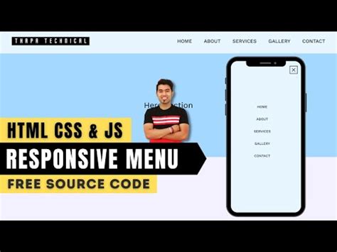 Create Responsive Navigation Bar Using HTML CSS JavaScript In ThapaTechnical