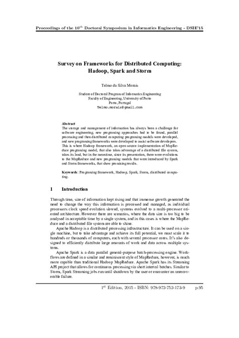 Pdf Survey On Frameworks For Distributed Computing Hadoop Spark And Storm