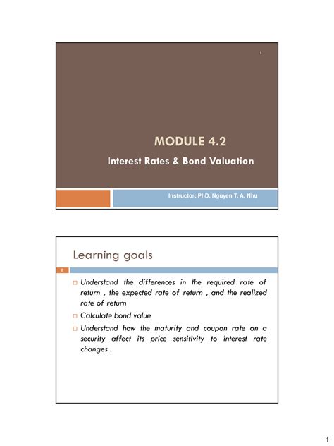 Module 3 2 Interest Rate Bond Valuation MODULE 4 Interest Rates