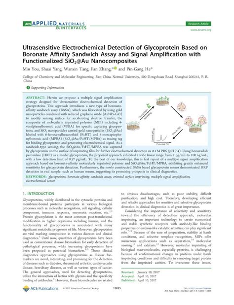 Pdf Ultrasensitive Electrochemical Detection Of Glycoprotein