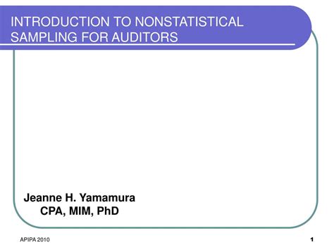 PPT INTRODUCTION TO NONSTATISTICAL SAMPLING FOR AUDITORS PowerPoint Presentation ID