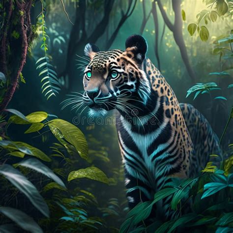 Jaguar In The Jungle Banner Long Format Generative Ai Stock