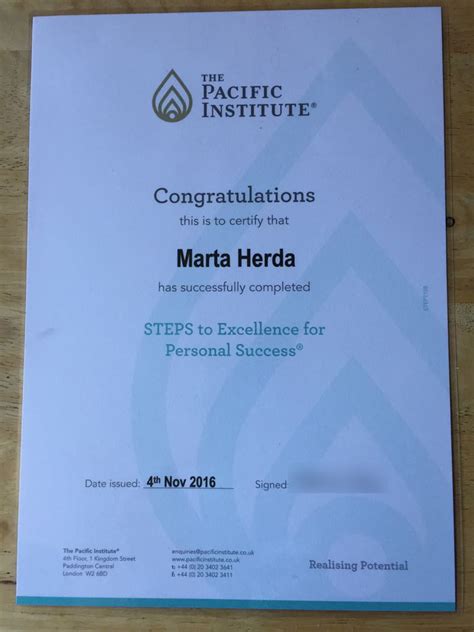 Personal Success Certificate Help For Martha Martha Herda