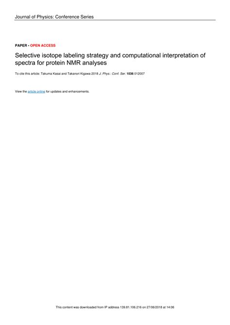 Pdf Selective Isotope Labeling Strategy And Computational