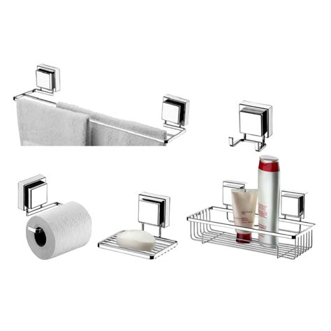 kit lavabo banheiro cromado ventosa peças Future gancho