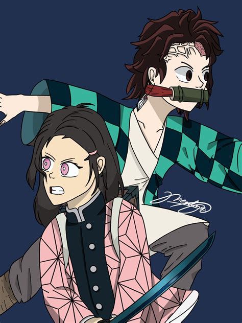 Demonslayer Kny Kimetsunoyaiba Nezuko Tanjiro Art Fanart Cartoon
