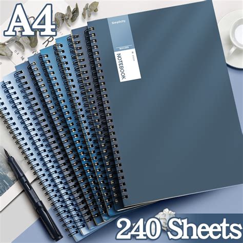 4pcs 240 Sheets A4 Spiral Notebook Colorful Cover Loose Leaf Metal