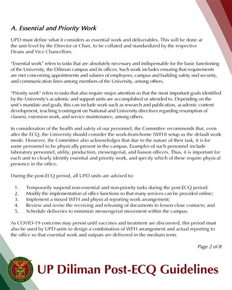 Upd Post Ecq Guidelines University Of The Philippines Diliman