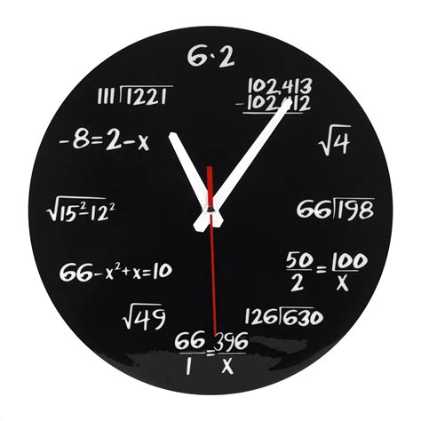 Math Wall Clock Formulas Quiz In Black And White Unique Equation For