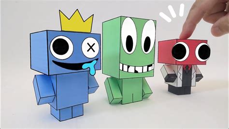Rainbow Friends 3d Shapes Paper Craft Ideas😊minecraft Ish Figure Diy
