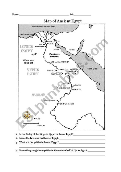 Ancient Egypt Map Activity Worksheet