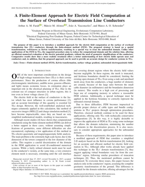Pdf A Finite Element Approach For Electric Field Computation At The