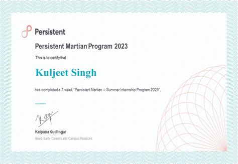 Kuljeet Singh On Linkedin Summerinternship Persistentsystems Training