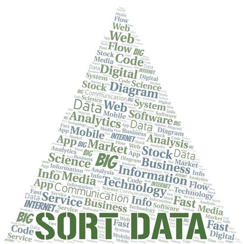 sort data vector word cloud made with text only stock vector