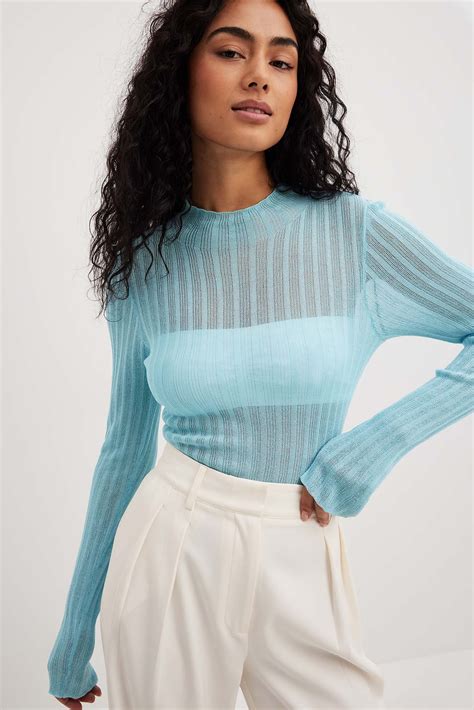Fine Knitted Long Sleeved Top Blue Na Kd