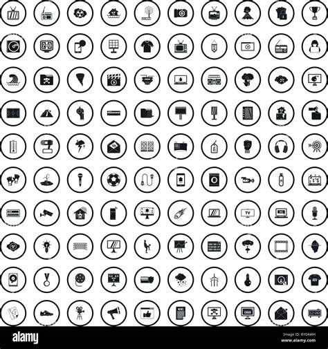 TV Icons Set Simple Style Stock Vector Image Art Alamy