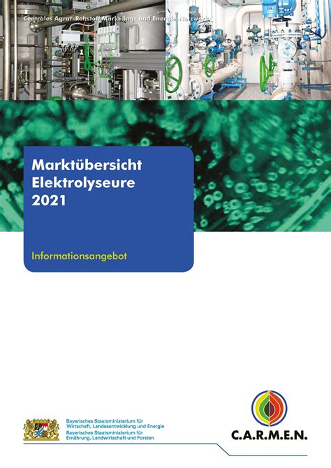 Neue C A R M E N Marktübersicht Elektrolyseure 2021 jetzt verfügbar C A R M E N e V