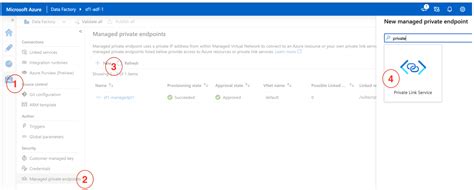 how to set up a managed private endpoint from azure data factory or
