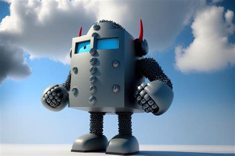 Premium Photo Cloud Computing Is Used By An Ai Huminoid Robot To Save