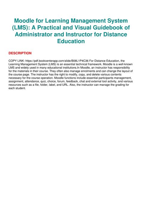 Ppt Pdfdownload Moodle For Learning Management System Lms A Practical And Visu