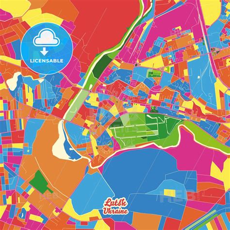 Lutsk Volyn Oblast Ukraine Crazy Colorful Map Print Template In 2022