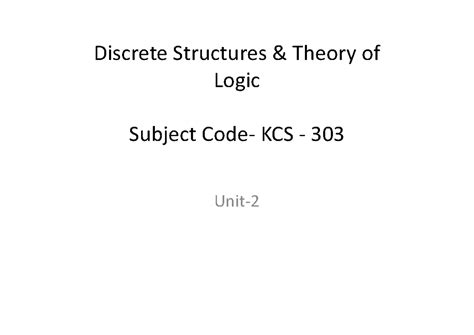 DSTL Unit 2 DSTL Unit 2 Complete Notes Discrete Structures Theory
