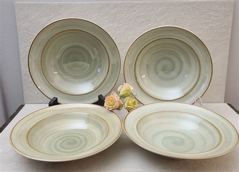 Cuisinart Dinnerware Orion Green Set Of 4 Soupcereal Bowls Etsy