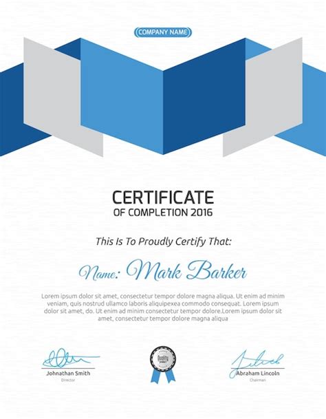 Premium Vector Blue Certificate Template