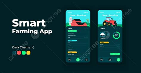 Set Of Vector Templates For Cartoon Smartphone Interfaces Of A Smart Farming App Vector Toon