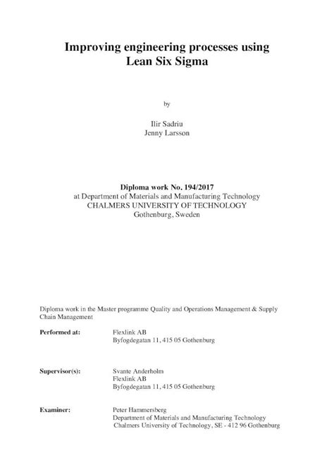 Pdf Improving Engineering Processes Using Lean Six Sigmacycle There Are Several Lss