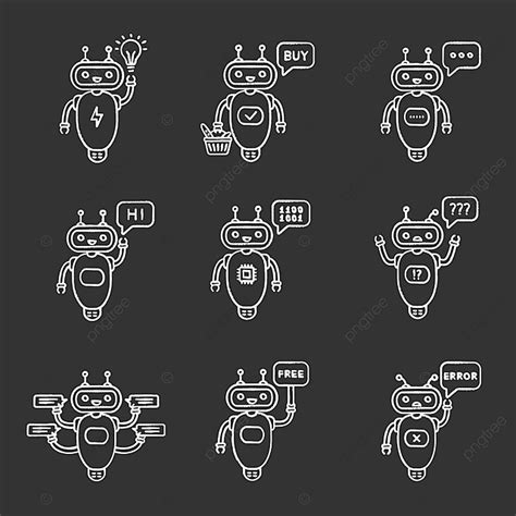 Chatbot Vector Design Images Chatbots Chalk Icons Set Talkbot Chatbots Chalkboard PNG Image