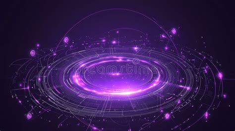 Futuristic Circuit Board Design With Glowing Circular Lines And Interconnected Nodes Tech