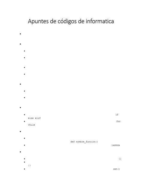 Apuntes De Códigos De Informatica Pdf Lenguaje De Programación