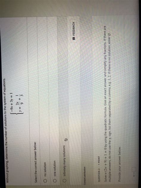 Solved Without Graphing Determine The Number Of Solutions Chegg