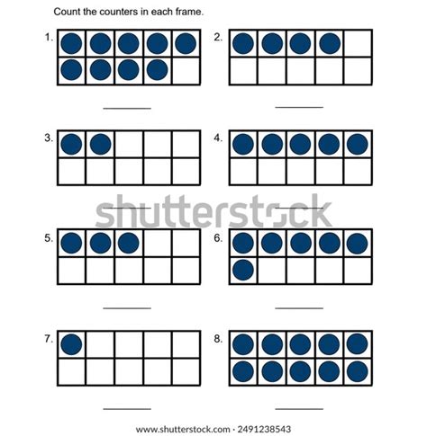 Interactive Counting Counters Ten Frames Worksheet Stock Vector Royalty Free 2491238543
