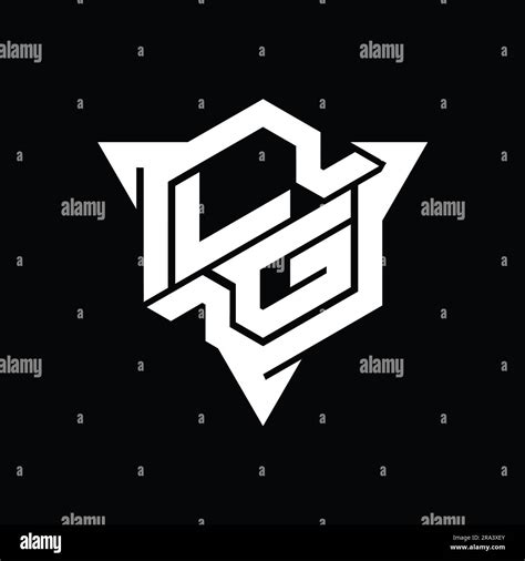 Lg Letter Logo Monogram Hexagon Shape With Triangle Outline Gaming Style Design Template Stock