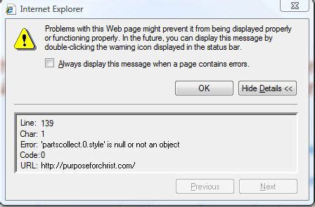 Object Error Internet Explorer