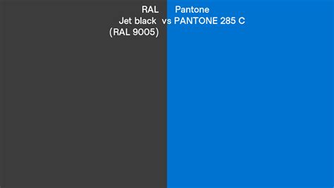 Ral Jet Black Ral 9005 Vs Pantone 285 C Side By Side Comparison