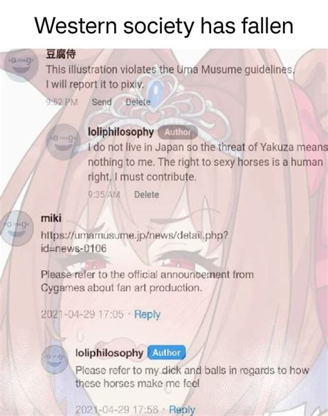Western Society Has Fallen This Illustration Violates The Uma Musume