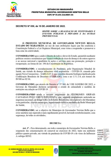 Prefeitura De Governador Newton Bello Ma Prefeitura Divulga